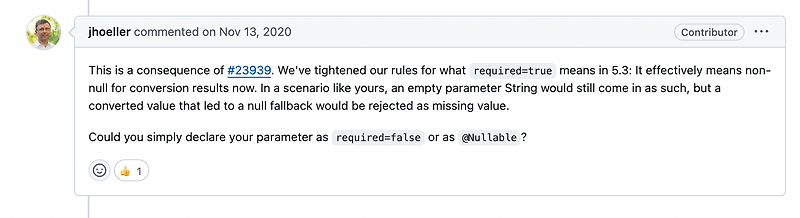 Spring 5.2.X 버전에서 @RequestParam required = true 옵션은 null safety 하지 않다.