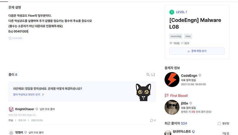 [119] IT 비전공자 [dreamhack][CodeEngn] Malware L08문제 풀기