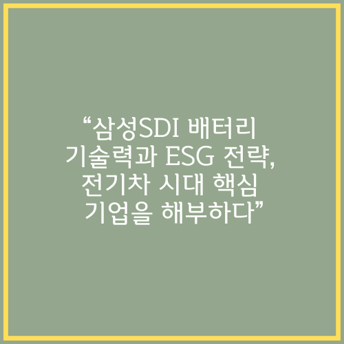 “삼성SDI 배터리 기술력과 ESG 전략, 전기차 시대 핵심 기업을 해부하다”