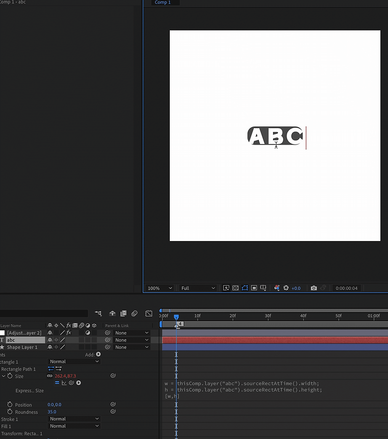 애펙 텍스트에 맞춰 자동으로 박스 조절하는 법 sourceRectAtTime() / Slider Control