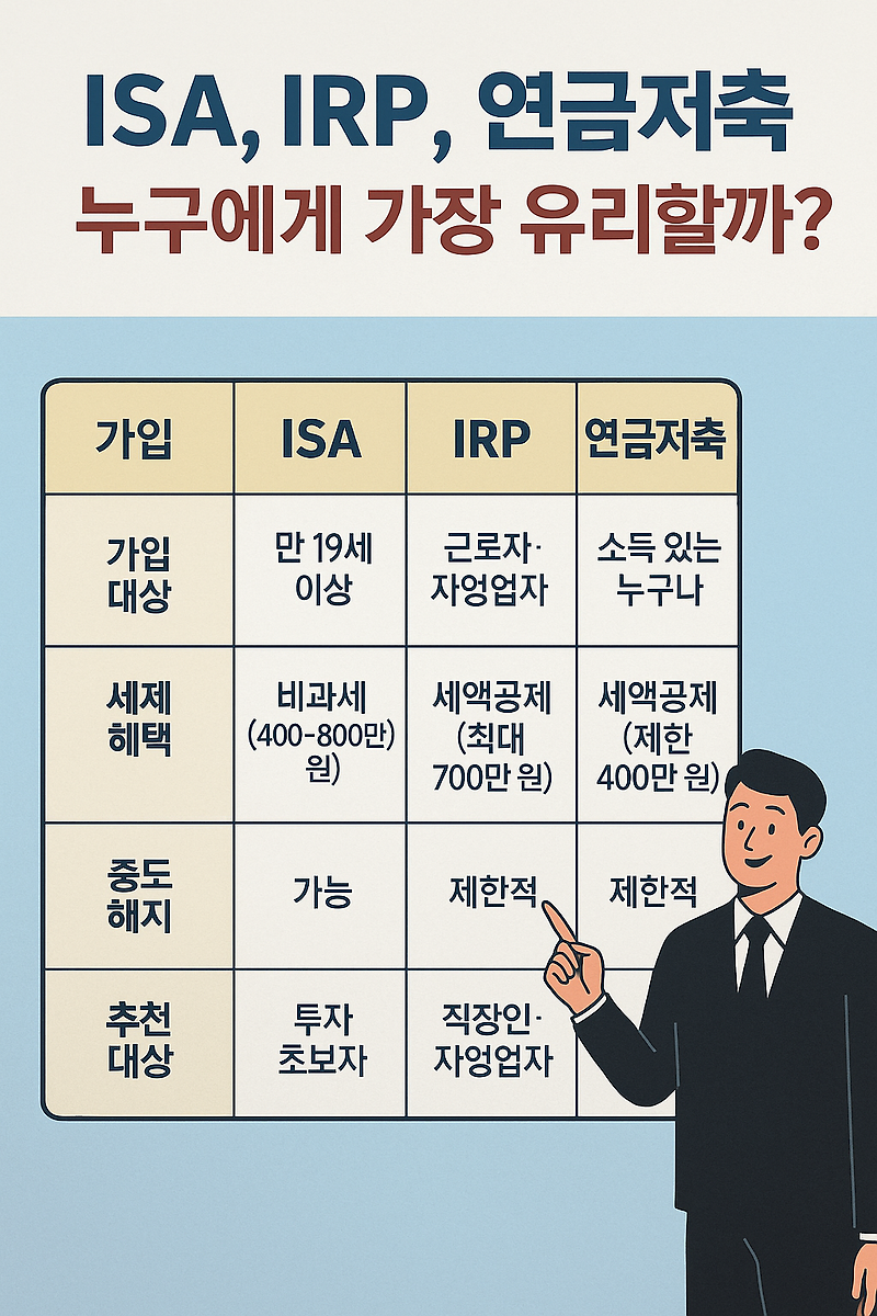 [제대로 챙기자] ISA, IRP, 연금저축, 당신에게 가장 유리한 선택은? (2025년판)