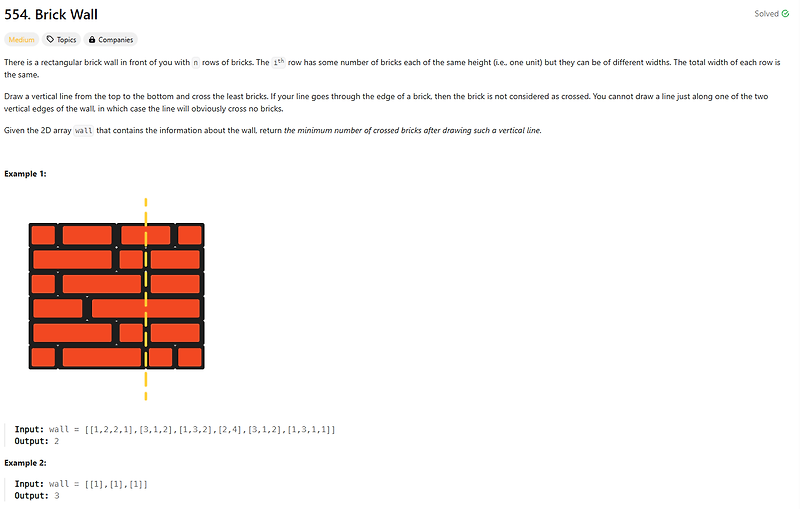 [Leetcode]554. Brick Wall