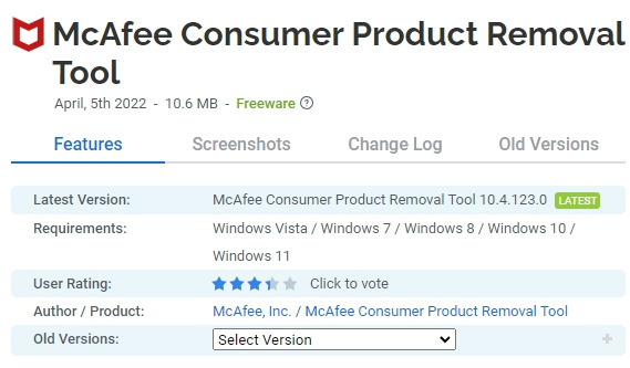 McAfee Consumer Product Removal Tool 무료 다운로드