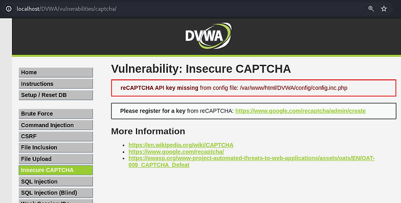 DVWA | Insecure CAPTCHA | medium