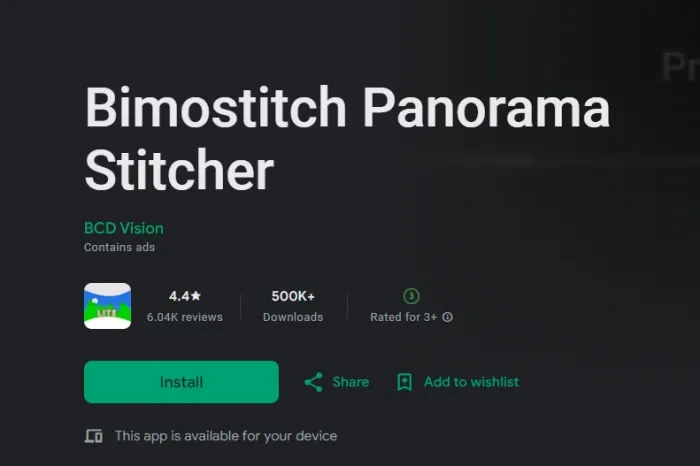 추천하는 안드로이드 파노라마 스티칭 앱 : Bimostitch Panorama Stitcher - 액션 카메라