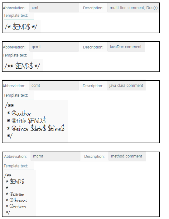 IT :: # Intellij Custom LiveTemplates