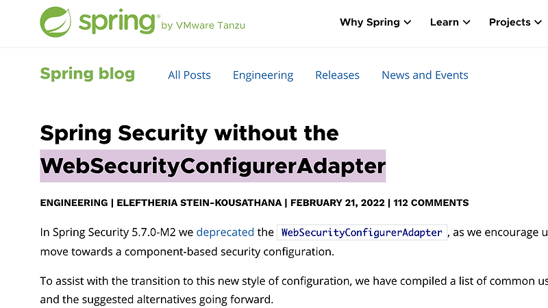[Java] WebSecurityConfigurerAdapter 없이 config 구현