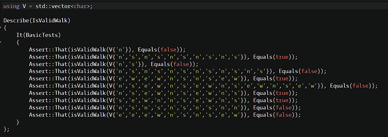 [Code Wars] Take a Ten Minutes Walk(C++)
