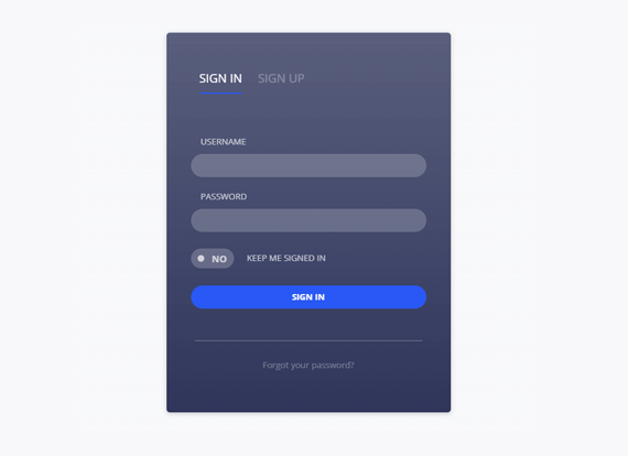 Log in/Sign up screen animation