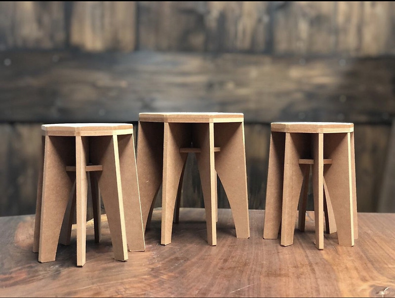 Octagon Wood Stool TEST with CNC