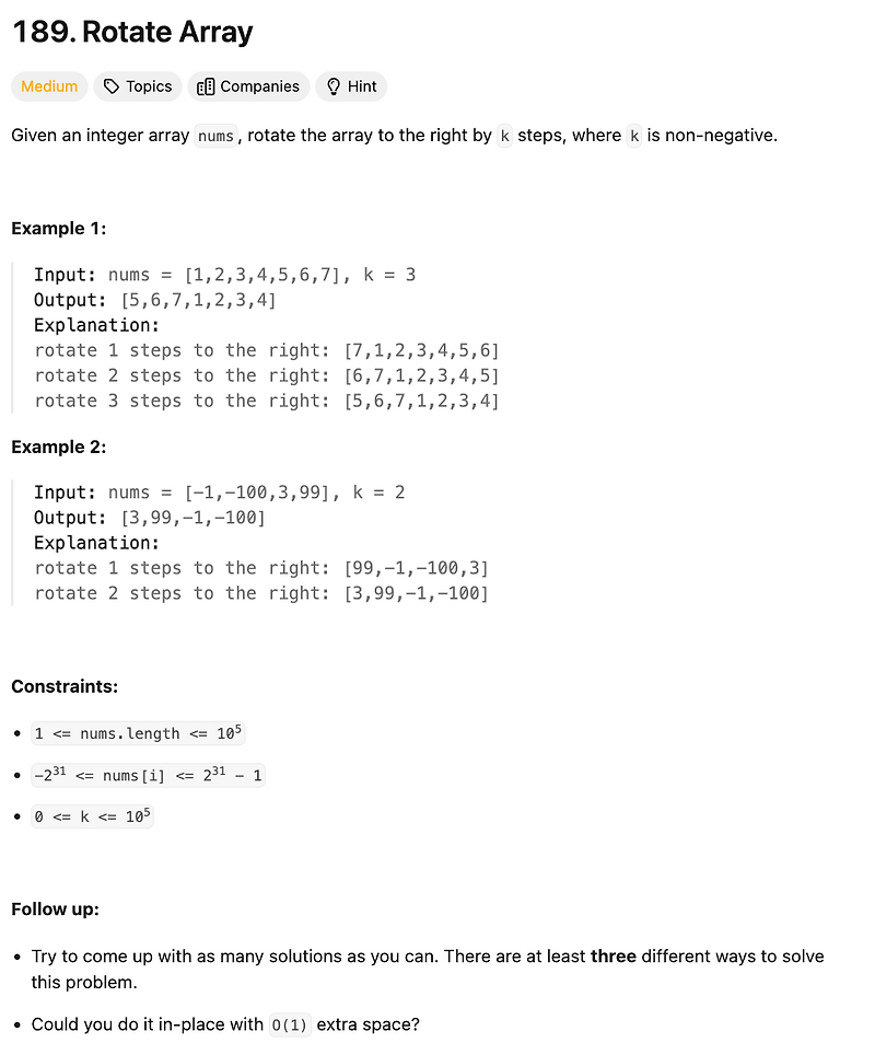 Leetcodetwopointer 189 Rotate Array 
