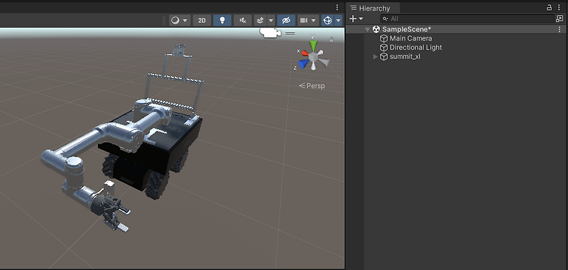 Implementation of Summit-XL + UR5e (Robotiq 2F-85) in Unity (1 ...
