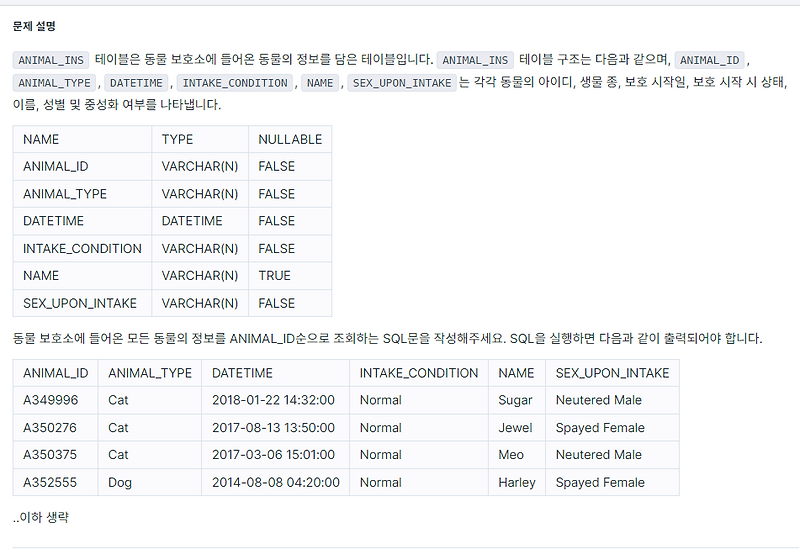 프로그래머스 ) 모든 레코드 조회하기 [SQL] - 오늘의 TIL