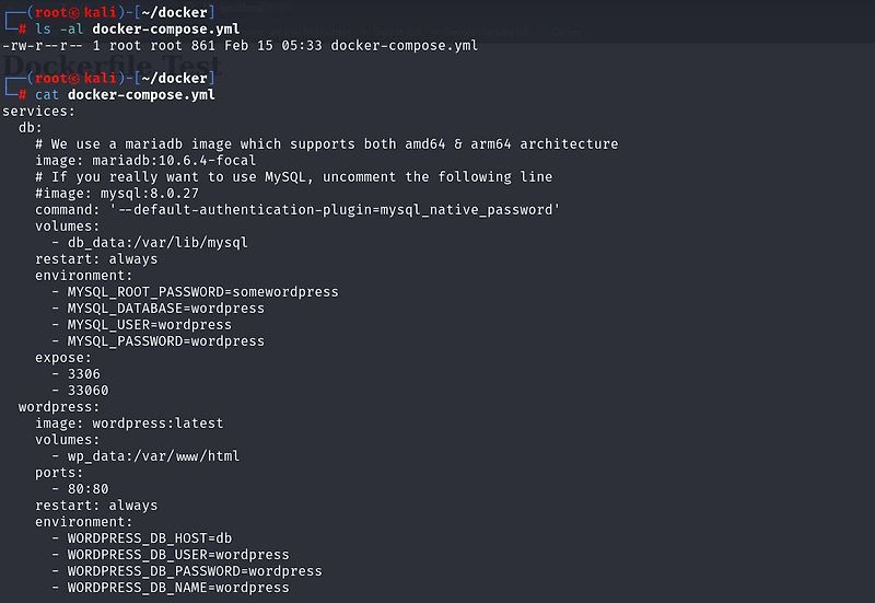 Docker Docker Compose를 이용하여 워드프레스 및 Db 환경 구축