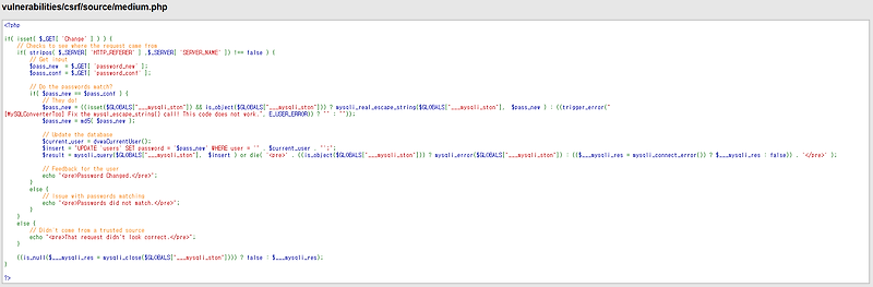 DVWA : CSRF - Medium level
