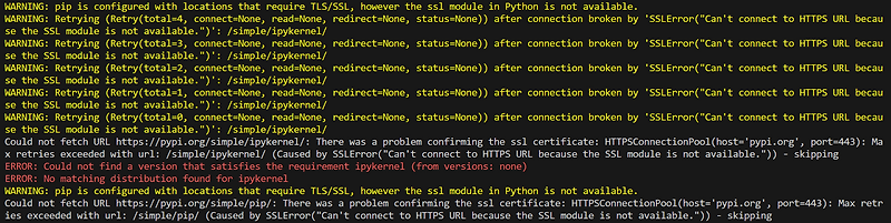 Python | WARNING: Retrying after connection broken by 'SSLError("Can't connect to HTTPS URL ...