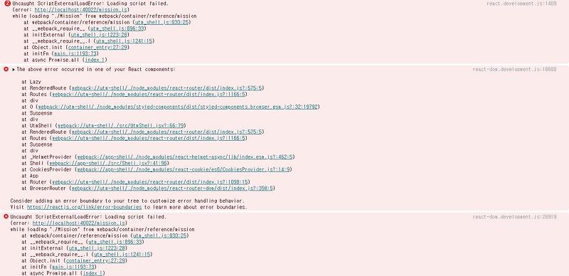 [React] Uncaught ScriptExternalLoadError: Loading script failed.