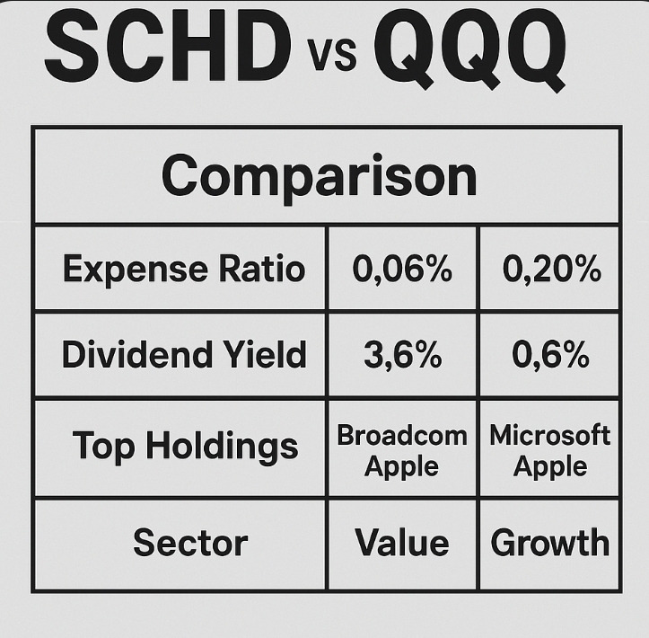 SCHD와 QQQ 비교표 수익률 나에게 맞는 것은?