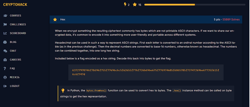 CryptoHack - Introduction to CryptoHack(Hex) — devblog