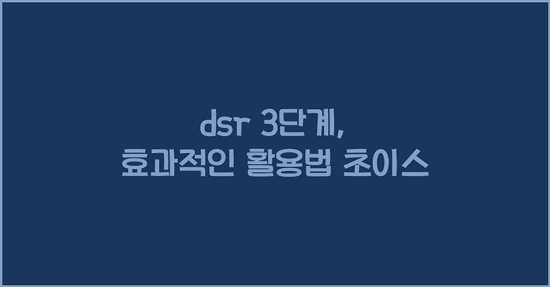 dsr 3단계, 효과적인 활용법 초이스
