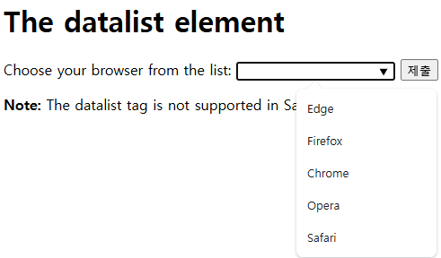 HTML 기초 정리(24) - 데이터리스트