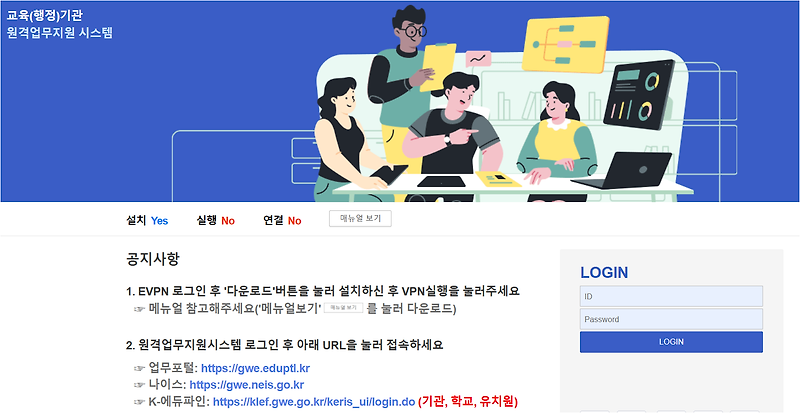 강원도교육청 원격업무지원시스템 바로가기 (https://evpn.gwe.go.kr)