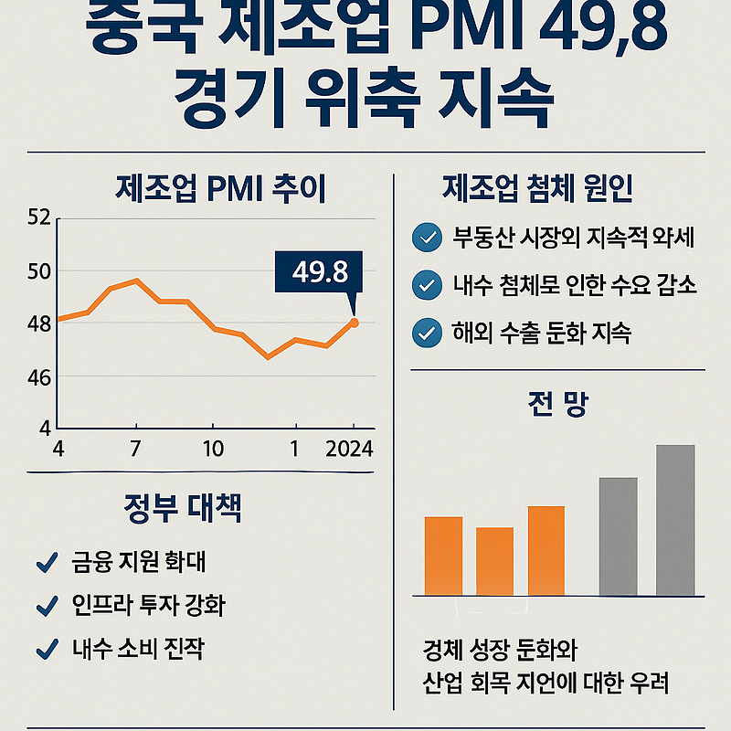 중국 제조업 PMI 49.8…경기 위축 지속