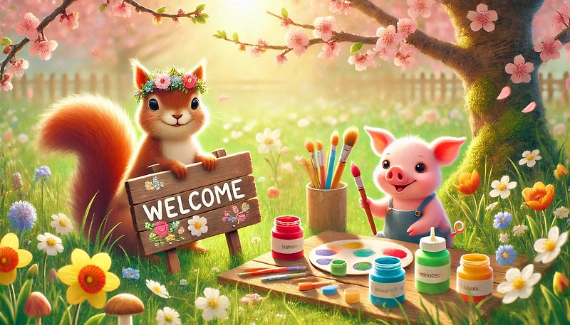 The Squirrel and the Piglet’s Welcome Signs: 다람쥐와 아기 돼지의 환영 표지판