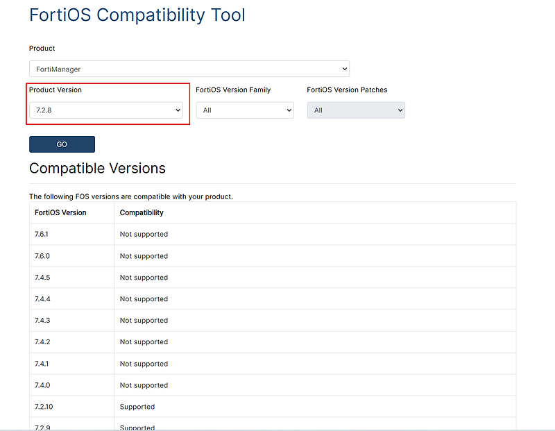 Fortinet Products Compatibility Matrix Guide 확인