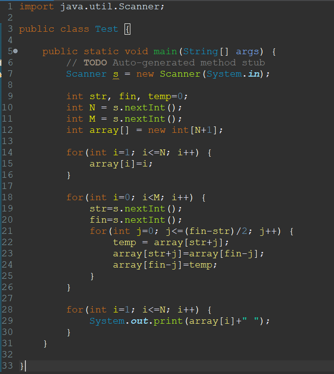[JAVA/백준/단계별] 4단계: 1차원 배열 - #10811 바구니 뒤집기
