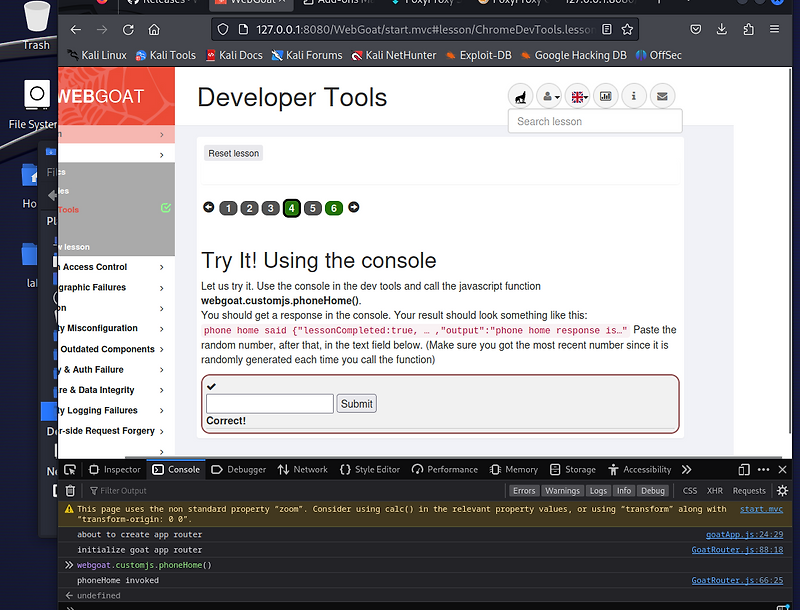 webgoat Developer Tools 풀이