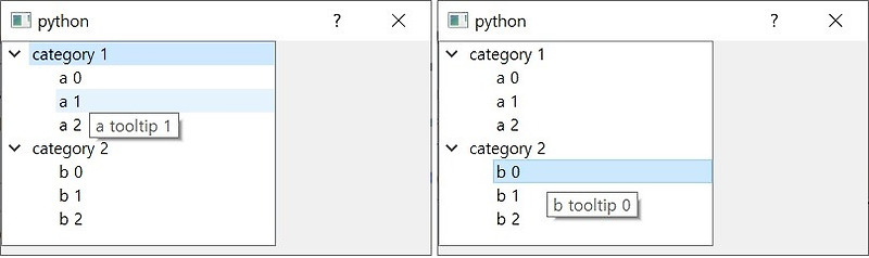 [PyQt] QTreeView에서 각 아이템마다 다른 툴팁 설정하기 :: 인생 코딩