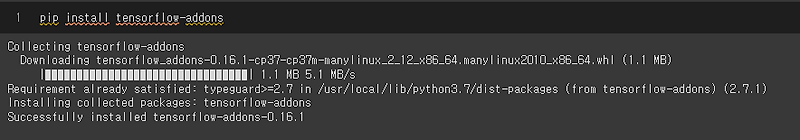ModuleNotFoundError: No module named 'tensorflow_addons'