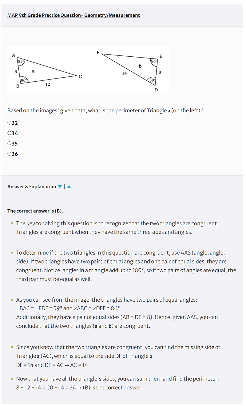 무료 맵 테스트 문제 9학년/10학년/11학년/12학년 Free MAP Test
