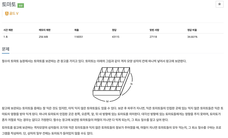[BOJ_7576/JAVA] 토마토