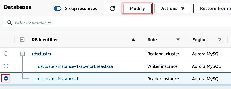 [AWS RDS] Modify RDS instance type