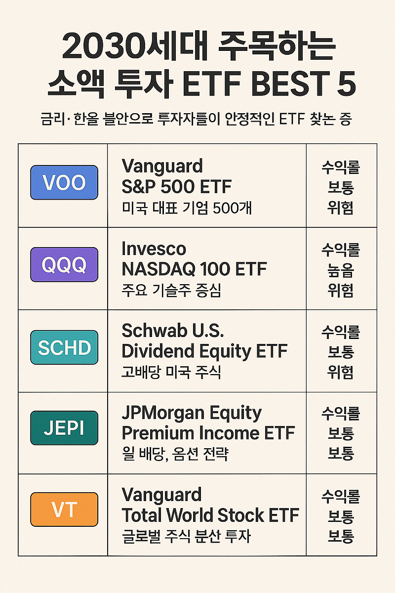 2030세대가 주목하는 소액 투자 ETF BEST