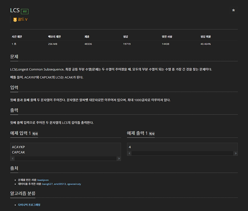 백준 9251 - LCS JAVA