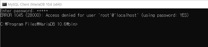 [MariaDB/MySQL Client] ERROR 1045 (28000): Access denied for user 'root'@'localhost' (using ...