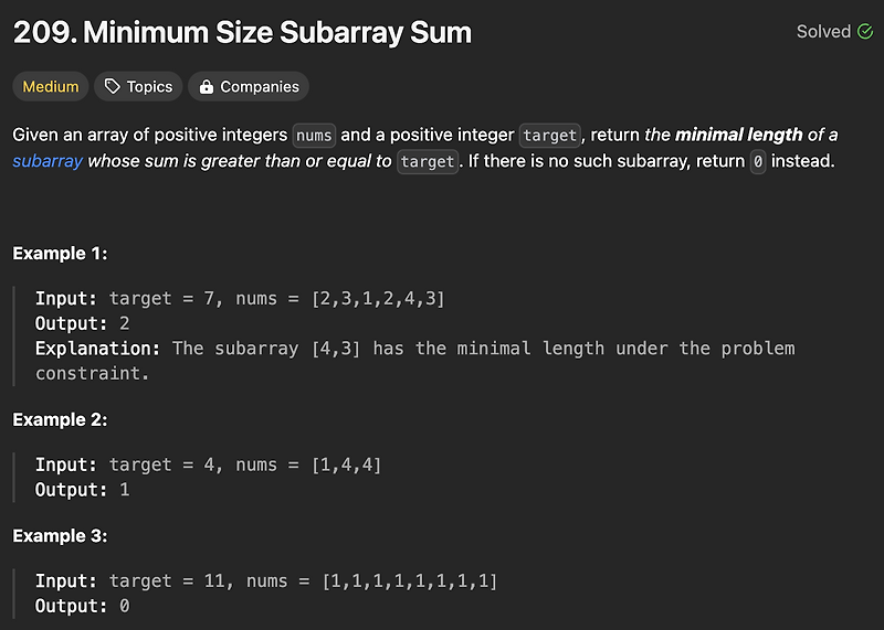 [Sliding Window] Minimum Size Subarray Sum — ShinyLab
