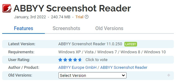 ABBYY Screenshot Reader 무료 다운로드