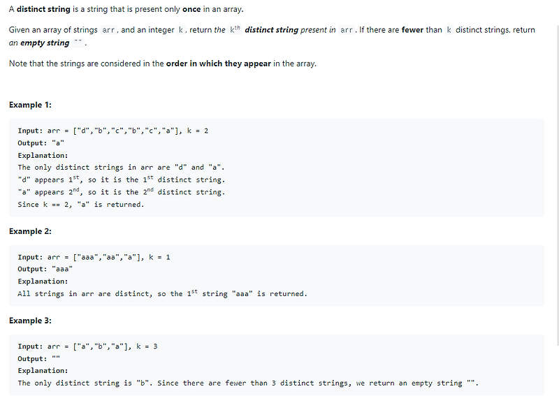 leetcode 2053. Kth Distinct String in an Array