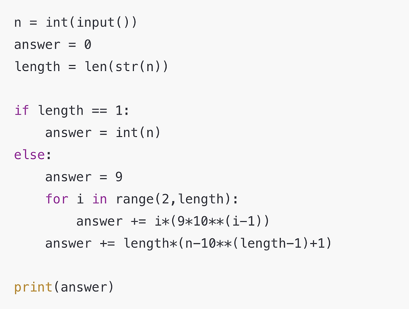 [백준] 1748번 수 이어 쓰기 1 / python :: 곽의 개발 blog