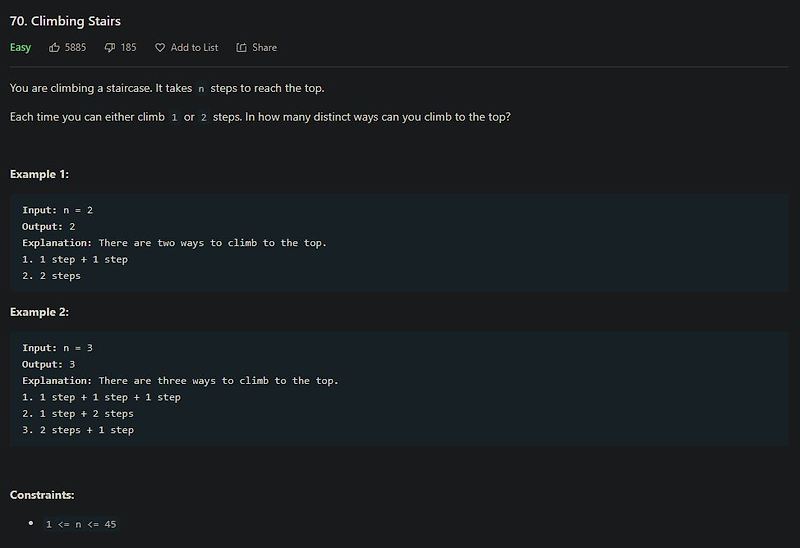 LeetCode - 70. Climbing Stairs :: 오늘의 기록