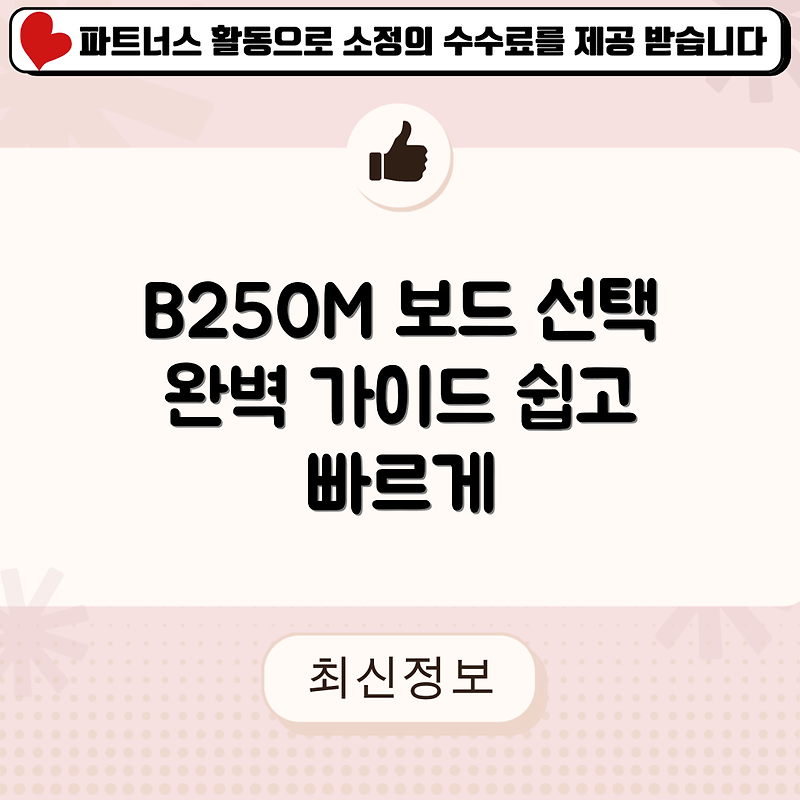 B250M 보드 선택, 어떻게 하면 좋을까요?