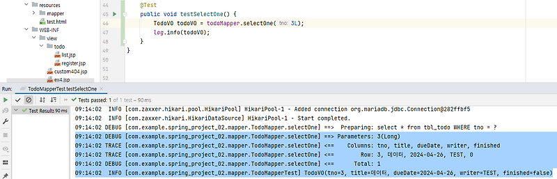 Spring (Todo 조회 기능 개발, TodoService / TodoServiceImpl의 개발, TodoController의 개발, 수정 / 삭제를 위한 링크 처리 ...
