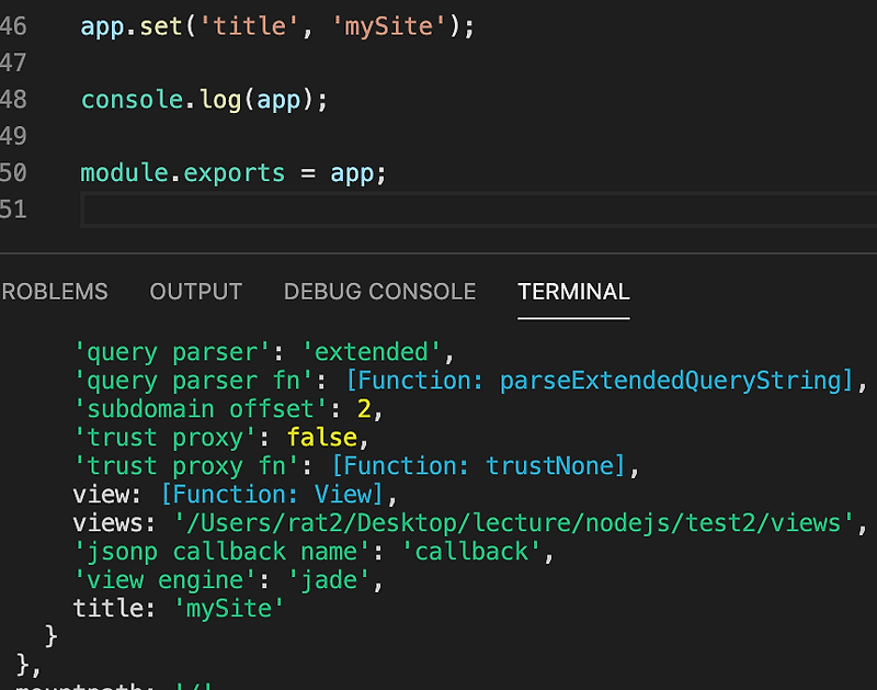 What app.set function do (Express.js) :: 쥐돌이메모장