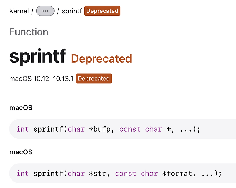sprintf is deprecated 경고 대응