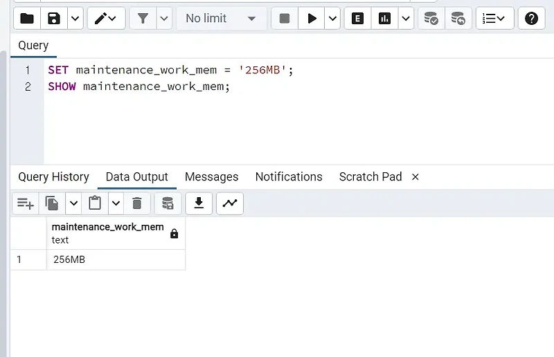 PostgreSQL 최대 사용 메모리 수정하는 방법