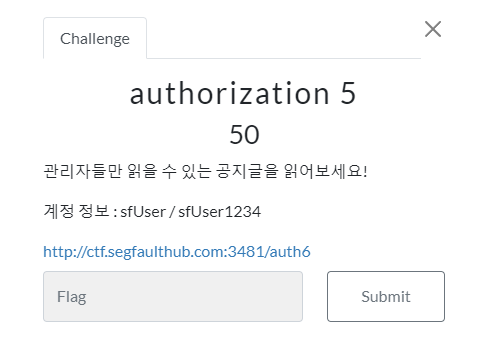 authorization 5 - SegFault Web Hacking CTF Write up